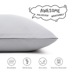 EXQ Home Toddler Pillowcases 14x20 Travel Pillow Case Set of 2, Small Pillow Case Fits Baby Pillow Sized 12x16, 13x18, Kids Pillowcases 2 Pack Machine Washable with Envelope Closure(Light Grey)