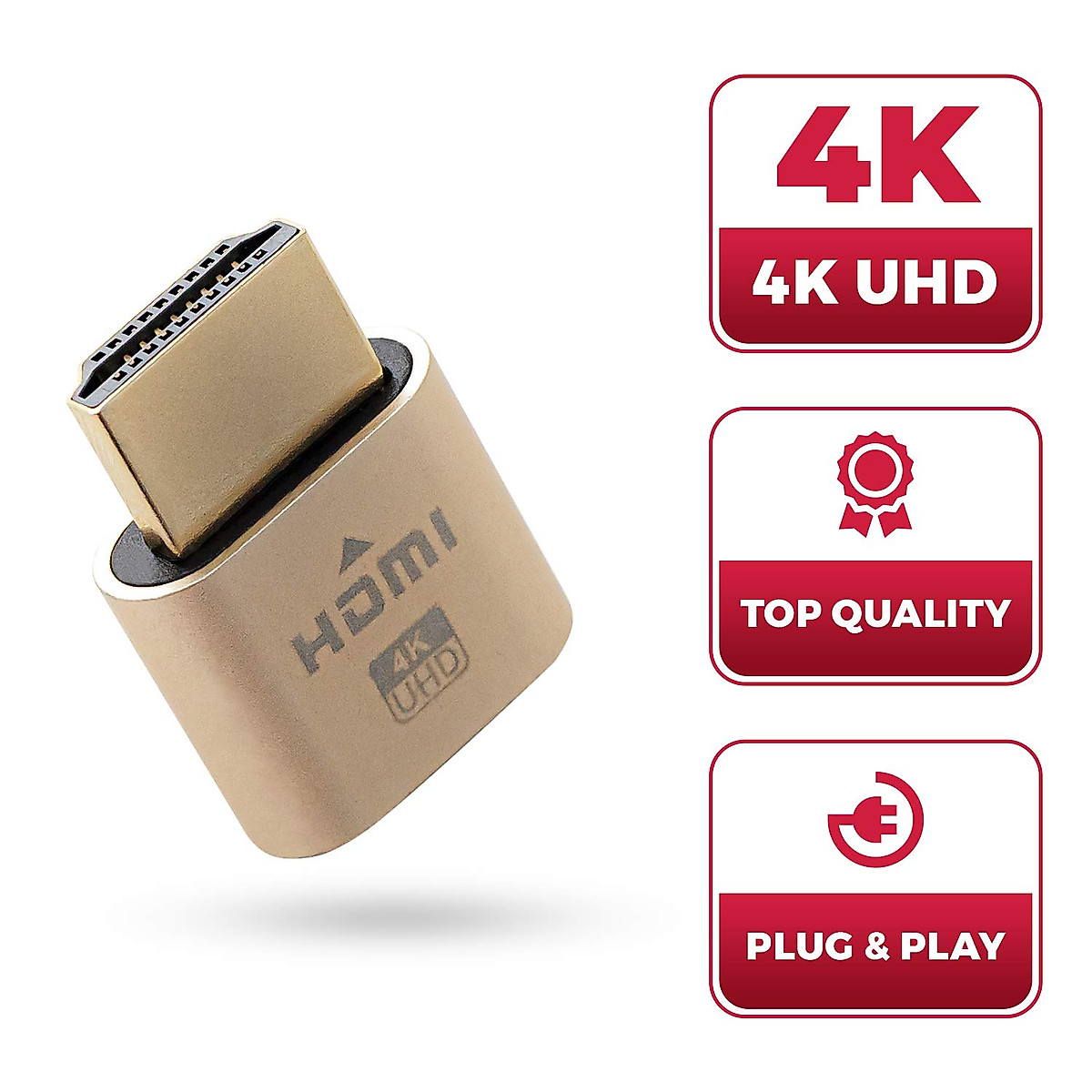 BUYMINERS.CA 4K HDMI Dummy Plug - Virtual Monitor Display Emulator, Headless Display Adapter Supports up to 3840x2160@60Hz, 1080@120Hz DVI EDID Emulator (Single)