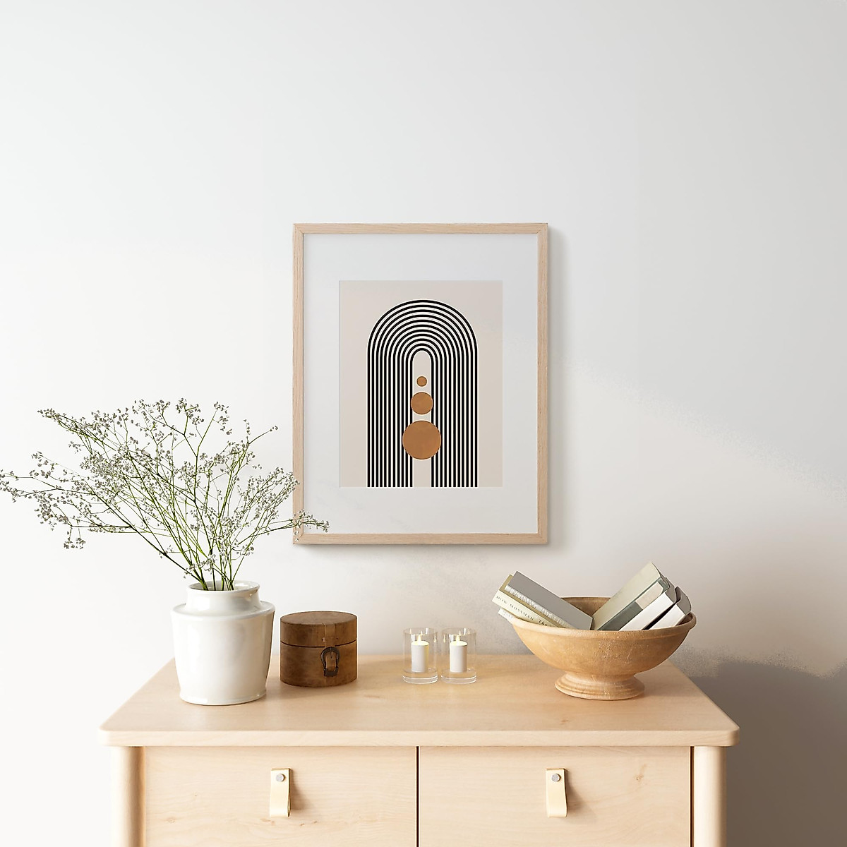 TONES FRAME DESIGN 11x14 Natural Wood Frame with 8x10 Mat, Solid Wood Venner Finish Picture Frame, and Plexiglass Front for Poster Gallery Wall Home Decor