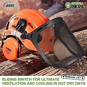 Forestry Safety Helmet Chainsaw Helmet with Mesh Face Shield and Ear Muffs 3 in 1 Forestry Hard Hat