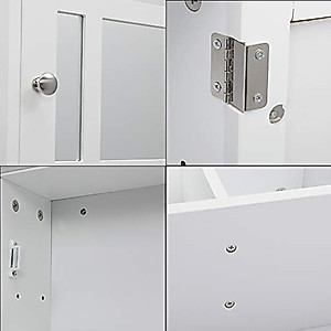 Sandinrayli Bathroom Wall Cabinet, Bathroom Mirror Cabinet with Mirror,Wood Medicine cabinets for Bathroom with Adjustable Shelf & 3 Open Compartments,(White)