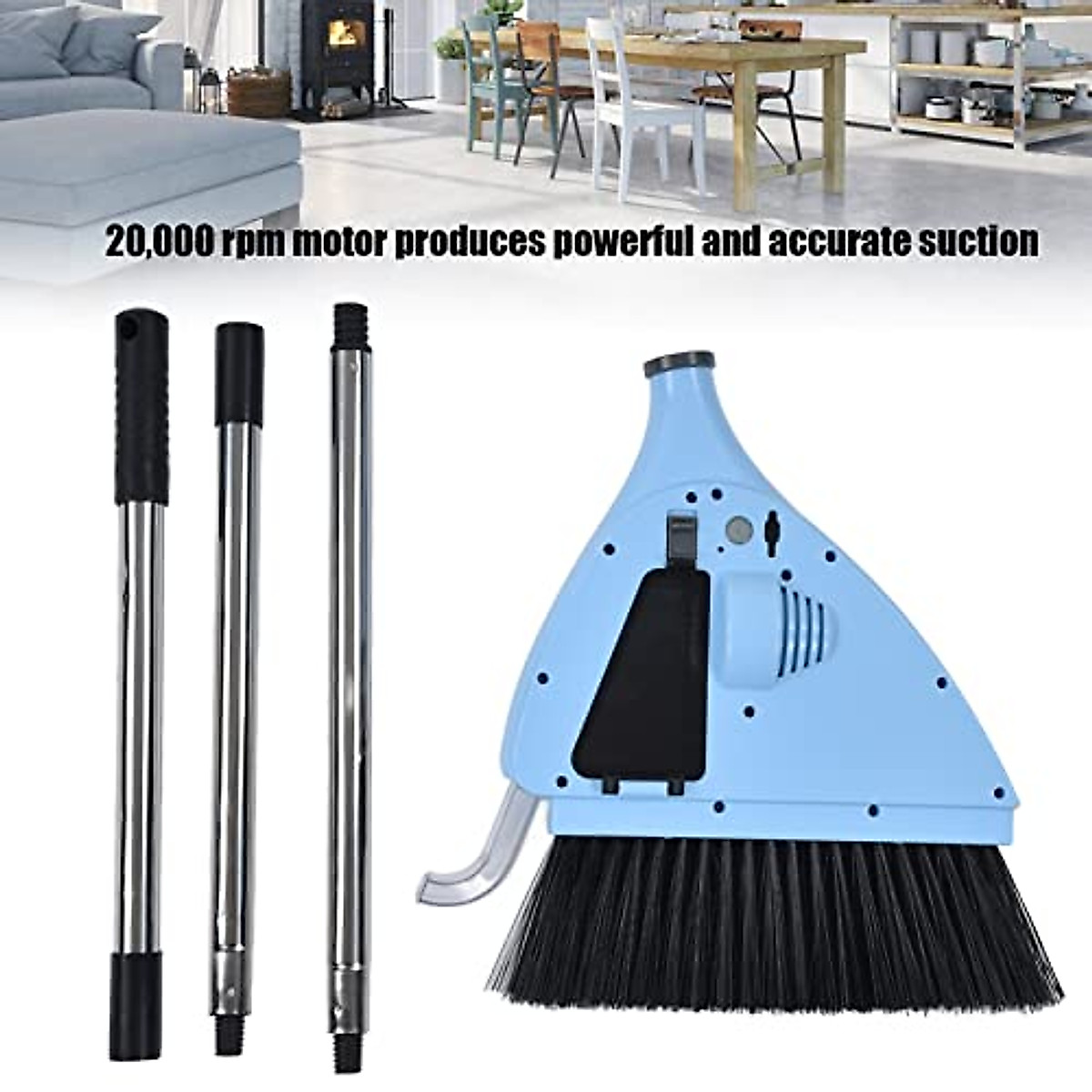 2 in 1 Sweeper, ABS Vacuum Broom, Strong Suction Effective Cleaning Floor Dust, Labor Saving Quiet Operation, USB Cordless Sweeper for Cleaning Bedroom, Living Room