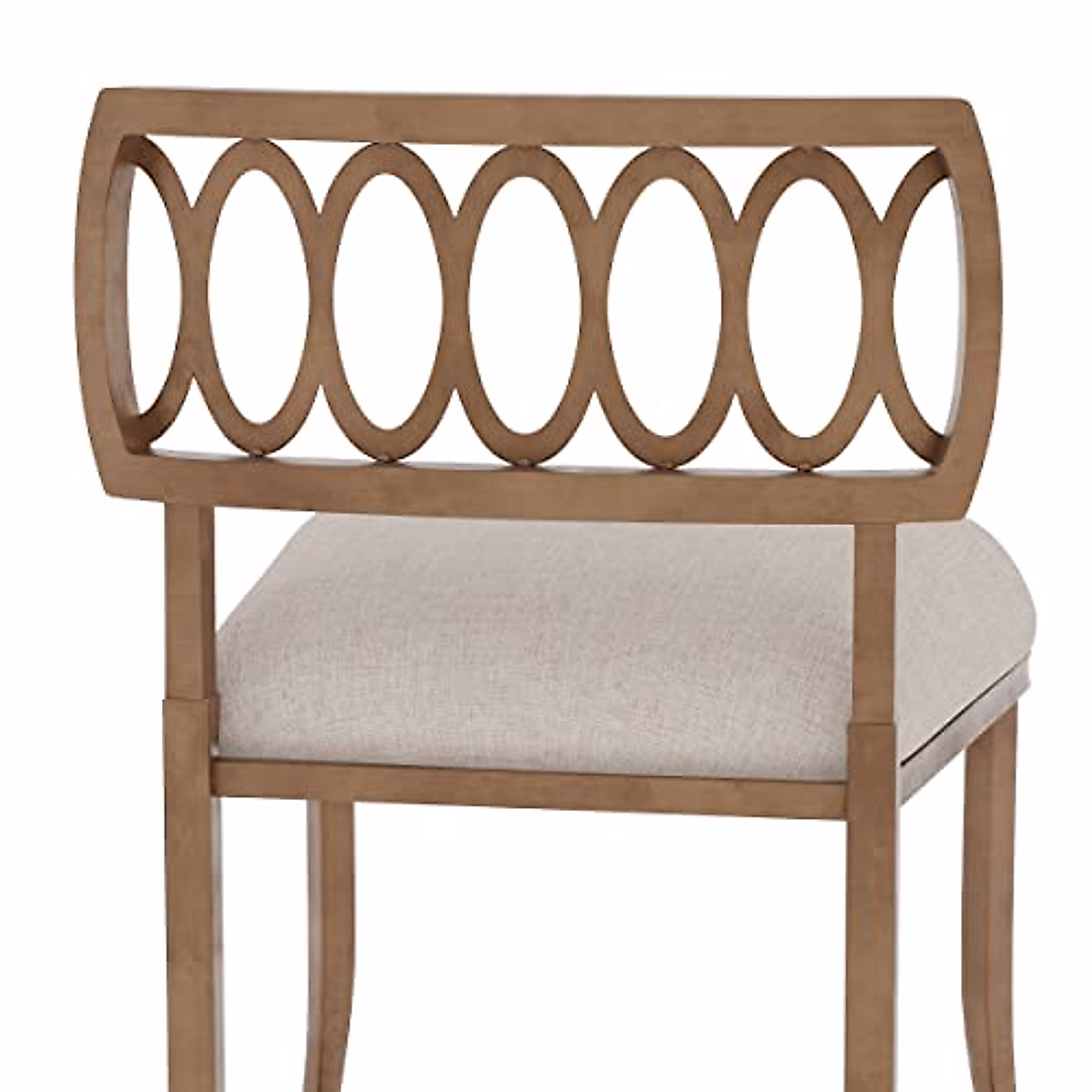 Hillsdale, Canal Street Metal Vanity Stool with Interlocking Oval Back Design for Makeup Room or Bathroom, Golden Bronze