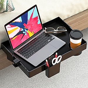 SOLEJAZZ Bedside Shelf for Bed, Folding Bunk Bed Shelf for Top Bunk Clip On Nightstand College Dorm Room Essential Table Tray, Plus Size, Black