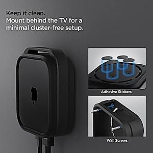 Spigen Silicone Fit Designed for Apple TV 4K 3rd Generation (2022) Model Overheating Prevention Wall and Television Mount - Black