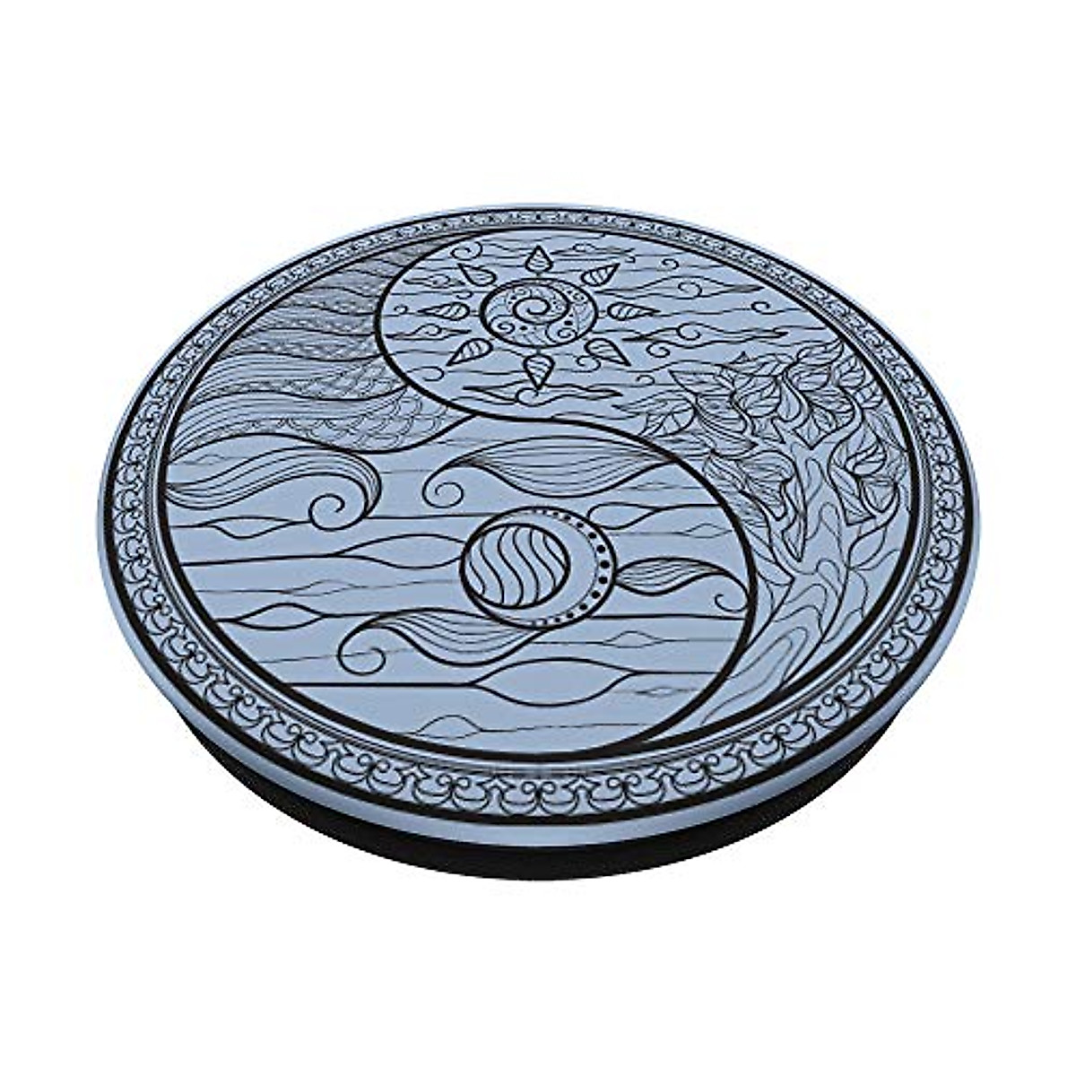 Yin Yang Day and Night Steel Blue PopSockets PopGrip: Swappable Grip for Phones & Tablets