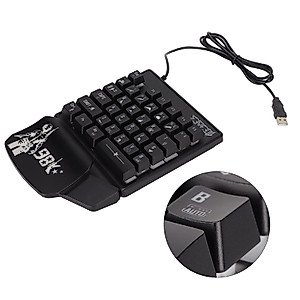One Handed Gaming Keyboard, 35 Keys Single Led Glowing Small Keyboard Ergonomic Design Mini F5 Gaming Keyboard for Esports Game
