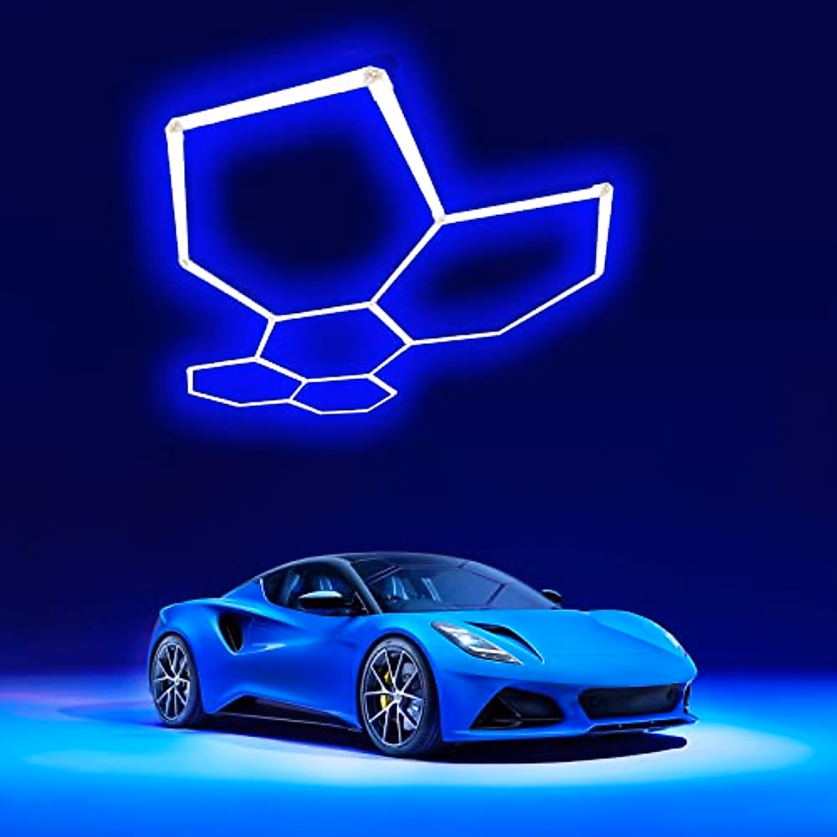 Hexagon Ceiling Lights,Creative Detail Lights,DIY Shaped Decorative Lights,LED Night Light for Shop,Garages,Basement,Gym,Gaming Room,Club,Plug & Play,145W,5Pack (Blue)