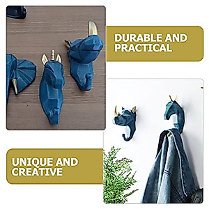 Homoyoyo Elephant Head Wall Decor Rhino Wall Hooks Cartoon Towel Hooks Door Clothes Hangers Wall Hat Organizer Animals Sundries Rack Hooks for Bathroom Kitchen Supplies Cute Wall Hooks