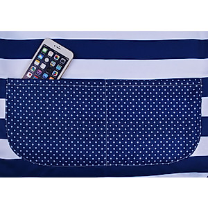 Lovely Lady's Kitchen Fashion Cooking Baking Kitchen Aprons with Pockets for Mother's Day Gift, Plus Size Apron (31 x 28 Inches) Blue,white