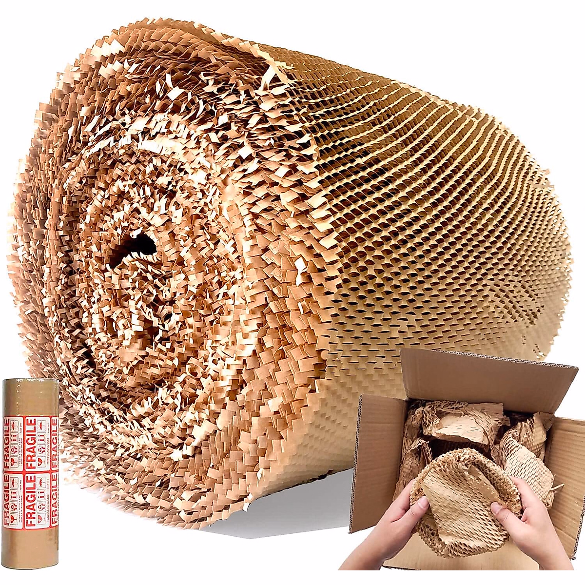 AlexHome Honeycomb Packing Paper,15" W x165' L,Eco Friendly Biodegradable Bubble Cushioning Wrap,Products & Gifts & Moving Honeycomb Wrapping Paper,Recyclable Cushioning Packing Material - 15"x165'