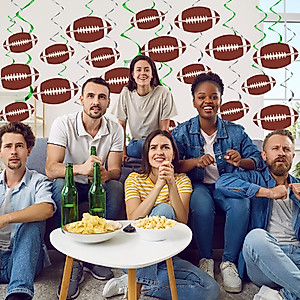 48Pcs Football Party Decorations Hanging Swirls, Football Theme Party Supplies Birthday Football Sports Cutouts Foil Streamers Wall Ceiling Hanging Spirals Decor for Boys Kids Men