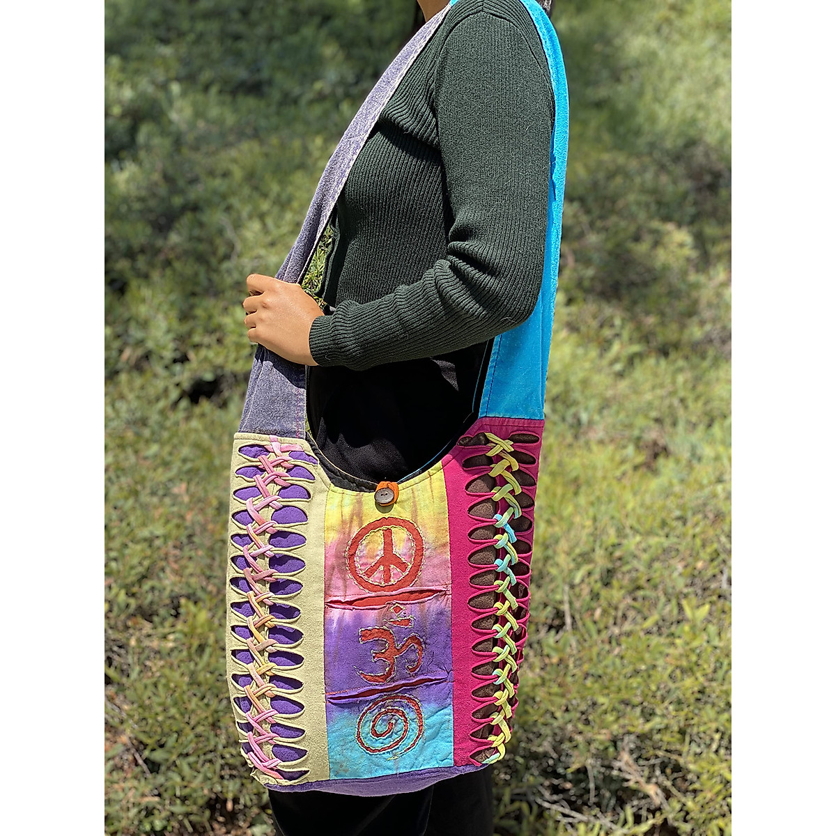 Original Collections Bohemian Hippie Crossbody Peace Sign Shoulder Bag Purse Large