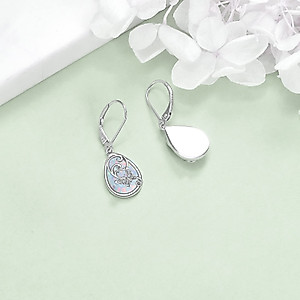 Butterfly Earrings Sterling Silver Opal Celtic Knot Butterfly Dangle Dangling Drop Dangly Leverback Earrings Insect Jewelry Gifts for Women