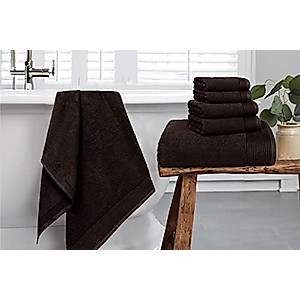 BELIZZI HOME 100% Cotton Ultra Soft 6 Pack Towel Set, Contains 2 Bath Towels 28x55 inchs, 2 Hand Towels 16x24 inchs & 2 Washcloths 12x12 inchs, Compact Lightweight & Highly Absorbant - Brown