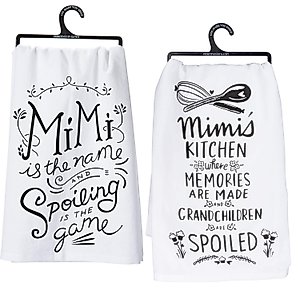 Primitives by Kathy Mimi Towel Bundle - Mimi is The Name Spoiling and Mimi's Kitchen Where Memories