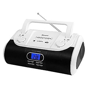 HANNLOMAX HX-509R Portable AM/FM Radio, Bluetooth, USB/SD Slot for MP3 Playback, Aux-in, AC/DC Dual Power Source. (White)