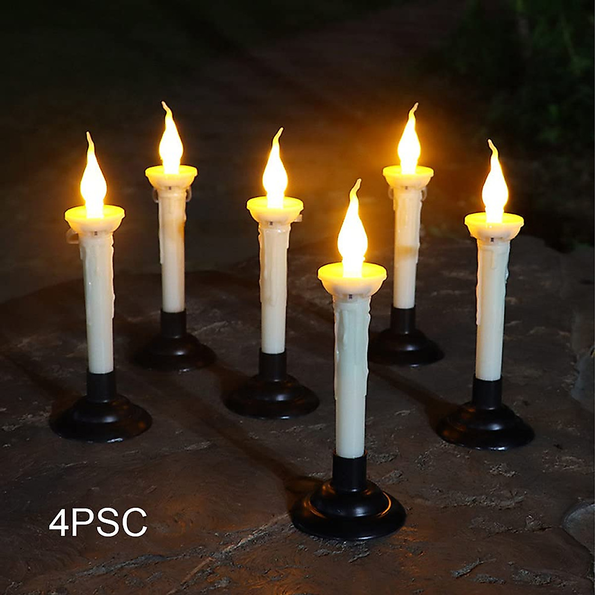 Tookie LED Candle Light, 4pcs Dual Use Solar Power Long Candle Light with Warm White Flickering Flame, Auto On/Off Solar Light for Garden Pathway Driveway Landscape Patio Deck Yard(Size:18.27inch)