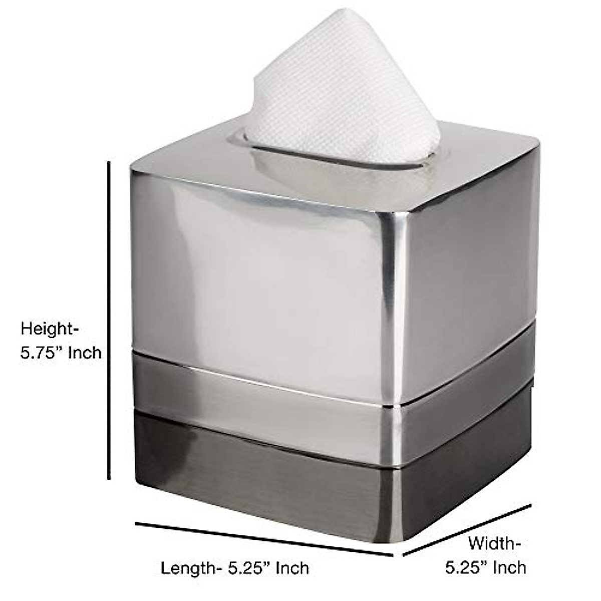 nu steel Triune Bath Accessory Set Vanity Countertop, 7 Piece Luxury Ensemble - Cotton Swab, soap Dish, Toothbrush Holder, Tumbler, soap Pump, Waste Basket, Tissue Box - Shiny, Brushed & Black Nickel