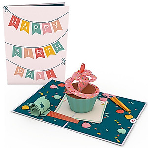 Lovepop Cupcake Birthday 3D Pop-Up Greeting Card - Handcrafted, FSC Certified, 5 x 7"