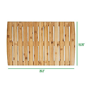 Mind Reader Bali Collection, Luxury Bamboo Shower Bath Mat, 25.2"L x 15.75"W x 0.67"H, Brown