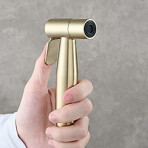 Tecmolog Toilet Bidet Sprayer Stainless Steel Hand Held Shattaf Sprayer Head Replacement Brushed Gold, WS024J2