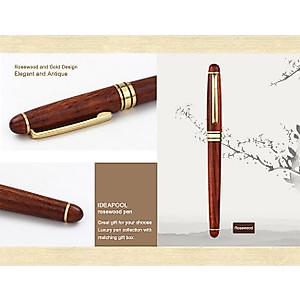 IDEAPOOL Genuine Rosewood Ballpoint Pen Writing Set - Extra 2 Black Ink Refills - Fancy Nice Gift Wooden Pen Set for Signature Executive Business Journaling