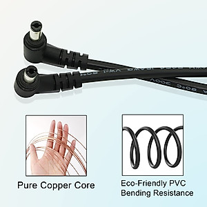 GINTOOYUN DC Splitter Cable 1 Female to 2 Right Angle Male, 12V DC 5.5mm x 2.1mm Y Splitter Adppter Female to 90 Degree Male Extension Cable 0.7m (1 to 2 Right Angle Way)