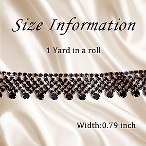JEGOYER 1 Yard Tassel Rhinestone Black Close Chain, Diamond Crystal Fringe Trim, Rhinestone Banding Applique for Sewing Crafts Ideal Wedding Party Clothing DIY Decorations