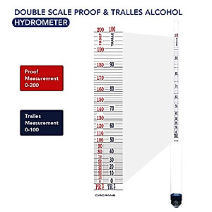 Circrane 0-200 Proof & Tralle Alcohol Hydrometer, Accurate Tester for Liquor, Distilling Moonshine Alcoholmeter