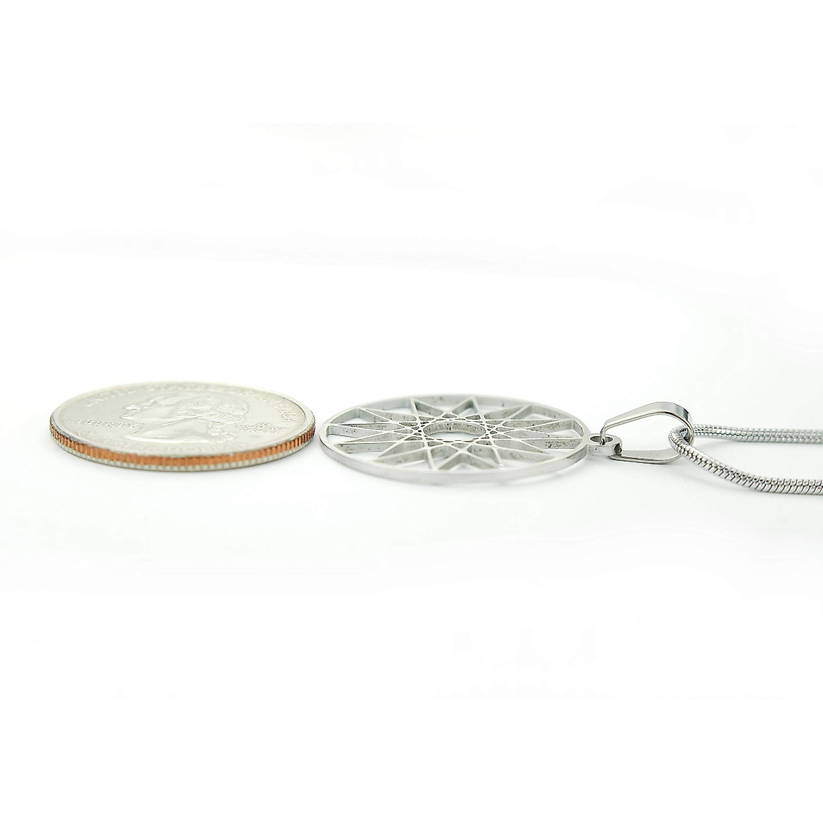 ANGIEHAIE Necklace, 20" Snake Chain with 12 Point Star Charm Pendant Hellenic Greek Magic Twelve Symbol, Pure 304 Stainless Steel