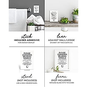 4x6 Inch Please Reuse Towels, Designer Sign ~ Ready to Stick, Lean or Frame