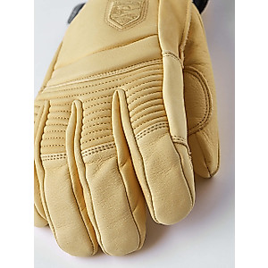 Hestra Leather Fall Line - Short Freeride 5-Finger Snow Glove with Superior Grip for Skiing, Snowboarding and Mountaineering - Natural Brown - 8