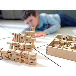 SumBlox Mini (Basic Set) - Set of 80 Mini STEM Solid Wood Educational Numbers, Including Wooden Box and Pack of 80 Activity Cards