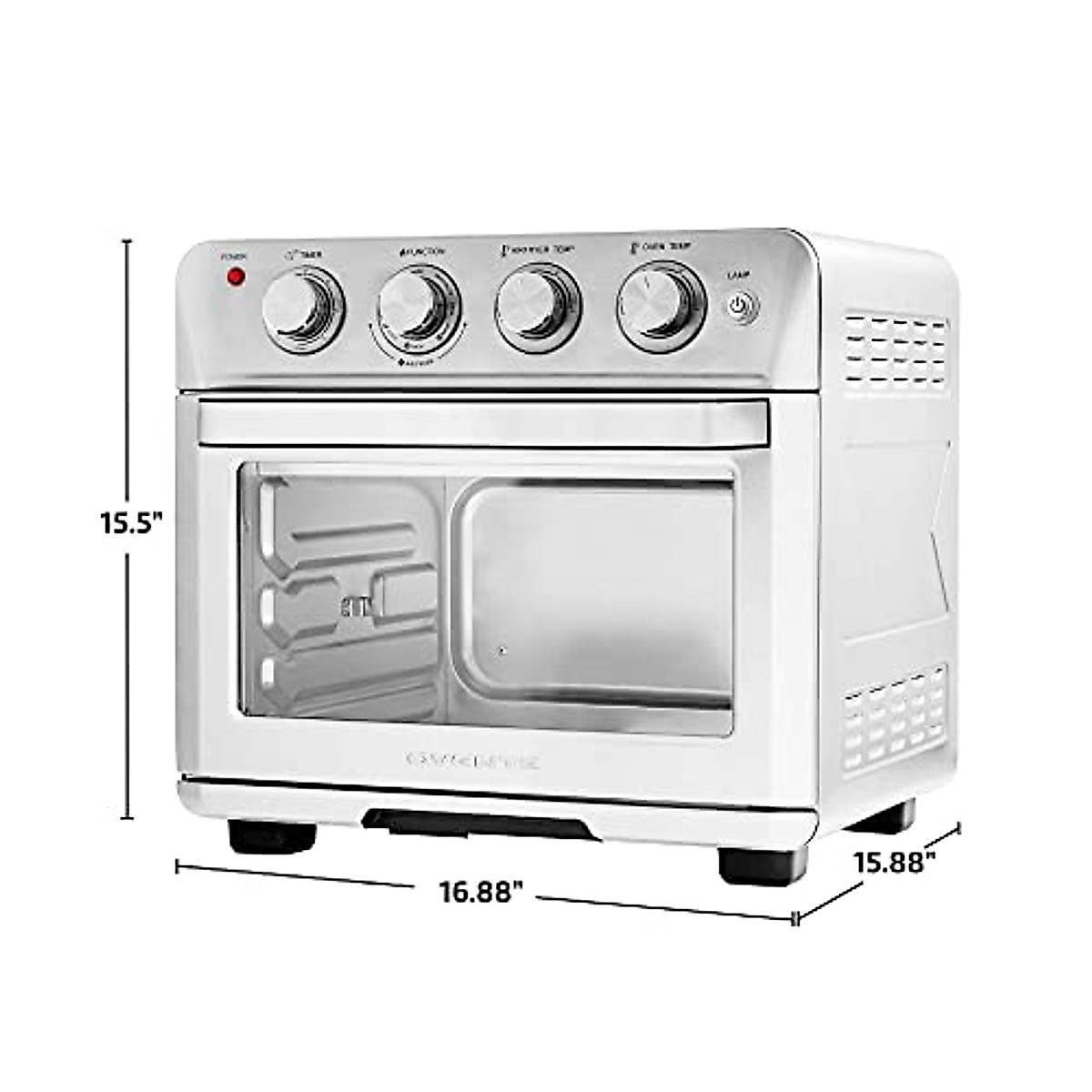 Ovente Air Fryer Toaster Oven, 1700W Stainless Steel Countertop Convection Oven Combo, 26 Qt Large Capacity with Accessories Perfect for Rotisserie and Dehydrator Chicken Pizza, Silver OFM2025BR