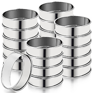 Lyellfe 20 Pieces English Muffin Rings, Stainless Steel Crumpet Rings, 3 Inch Double Rolled Nonstick Muffin Tart Ring Mold for Home Baking, Food Making