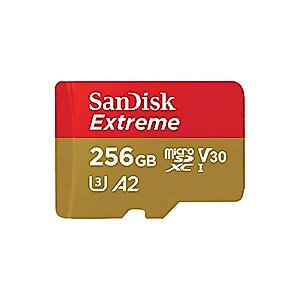 SanDisk 256GB Extreme MicroSDXC UHS-I Memory Card - C10, U3, V30, 4K, A2, Micro SD - SDSQXA1-256G-GN6MN
