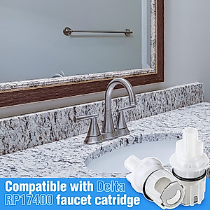 Enhon 3 Pack Faucet Cartridge Repair Kit Compatible with Detla RP17400 RP4993 Faucet Stem Seat Spring, O Ring, Cartridge Replacement Part for 2 Handle Bathroom Shower Tub, Kitchen Faucet Repair