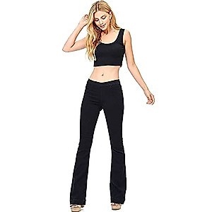 Cello Women's Juniors Mid Waist Skinny Fit Bootcut Pants (M, Black)