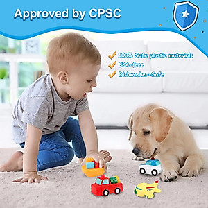 Toddler Bath Toys Bathtub Toy - Kids Floating Water Spray Toy Fun Bathtime with Boat, Plice Car,Fire Truck and Plane Plastic Toy for Baby Boys and Girls