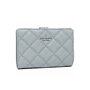 Kate Spade Natalia Quilted Leather Medium Compact Bifold Wallet in Brushed Steel
