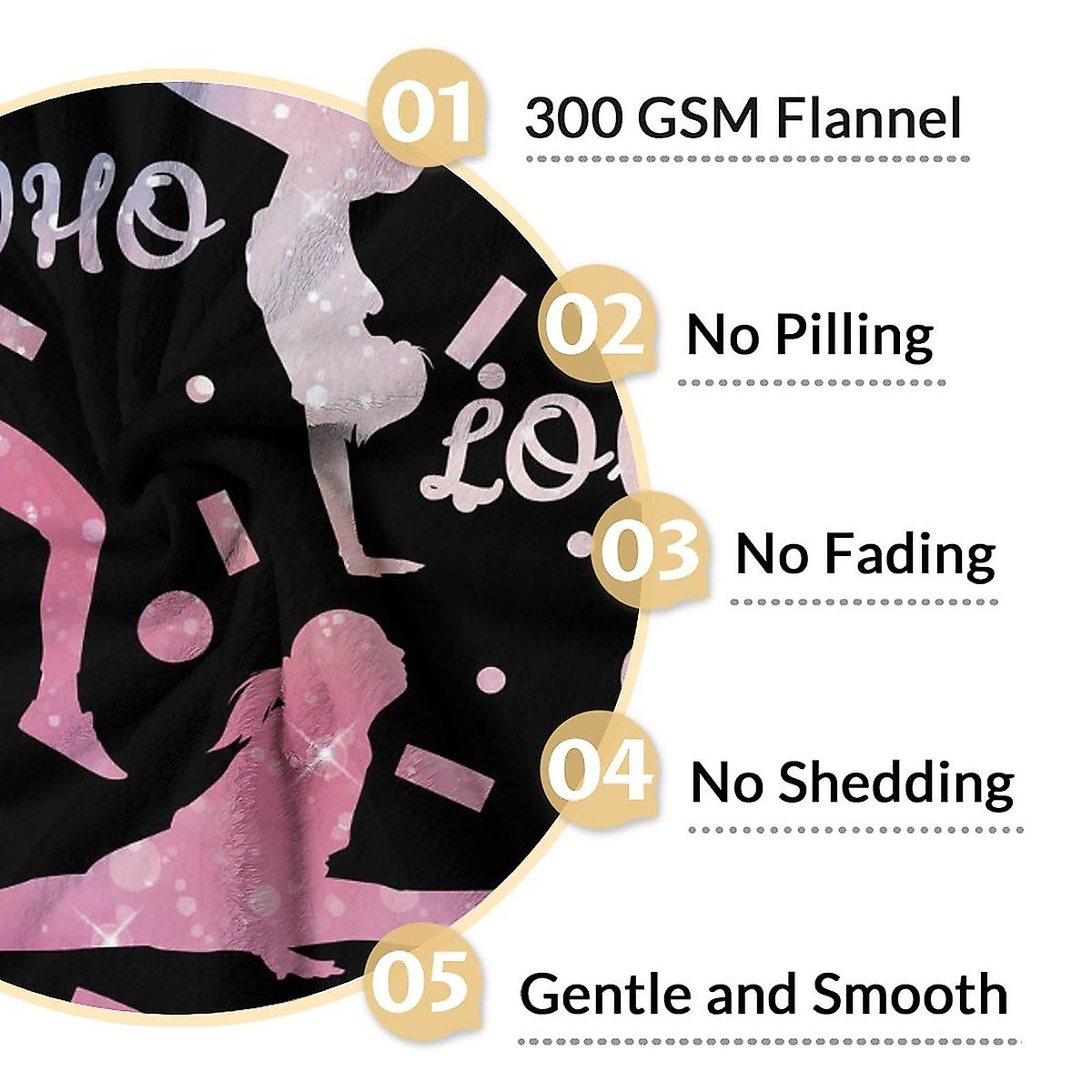 Personalized Gymnastics Blanket with Name - Soft, Fuzzy & Warm - 40"x50" Small Blanket for Couch, Sofa - Black Sports Throw Gifts for Girls