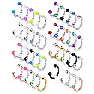 Prjndjw 16G Surgical Steel Nose Septum Rings Piercing Jewelry Horseshoe Septum Jewelry Cartilage Helix Tragus Earring Hoop Eyebrow Lip Hoop Retainer for Women Men Body Piercing Rings 10mm CZ glow