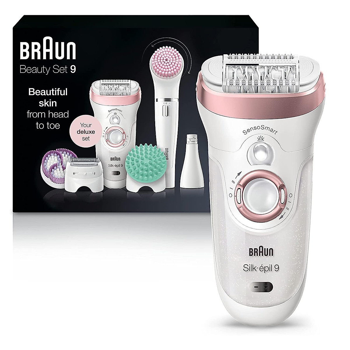 Braun Epilator Silk-épil 9 9-985, Facial Hair Removal for Women, Hair Removal Device, Shaver, Cordless, Rechargeable, Wet & Dry, Facial Cleansing Brush