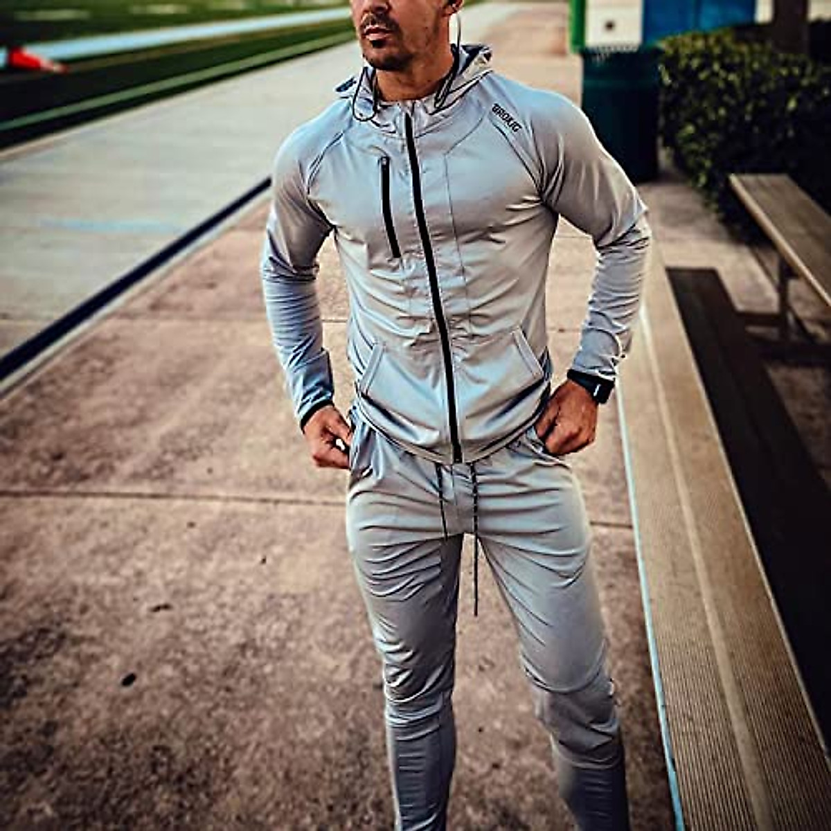 BROKIG Mens 3 Pack Lightweight Running Gym Jogger Pants,Men's Workout Sweatpants Zip Pocket (XX-Large, Army Green-Dark Gray-Light Gray)