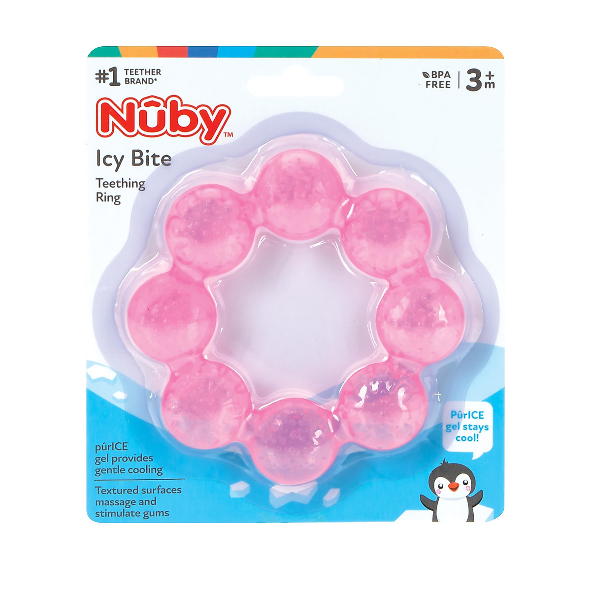Nuby IcyBite Soother Ring Teether, Colors May Vary, 1 Count