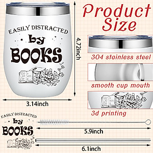 Tioncy 5 Pcs Book Lovers Gifts for Book Lovers Includes Tote Bag 12oz Wine Tumbler Pillow Case Socks Bookmark Christmas Appreciation Gift for Readers Club Teacher Students Librarians (Vivid Style)