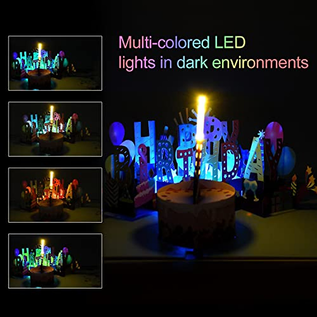 LZSNBPLUS Birthday Card,Musical Birthday Cards, Pink Cake Birthday Card,Blowable Candle Birthday Card,3D Pop up Birthday Card with LED Light Candle,Funny Happy Birthday Card for Kids,Women and Men