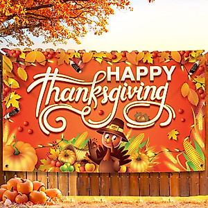 KatchOn, Happy Thanksgiving Banner - XtraLarge, 72x44 Inch | Happy Thanksgiving Backdrop, Thanksgiving Decorations Banner | Thanksgiving Party Decorations, Fall Decorations | Thanksgiving Wall Banner