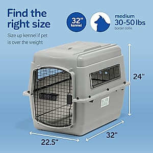 Petmate Sky Kennel - For Air and Travel, Airline Approved Dog Crate for Pets 30-50 lbs, Heavy Duty Dog Kennel, Made in the USA- 32 Inches
